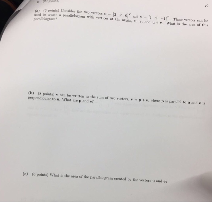 Solved Consider the two vectors u = [2 2 0l^T and v = [1 2 | Chegg.com