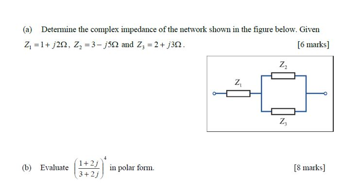 Solved Determine the complex impedance of the network shown | Chegg.com