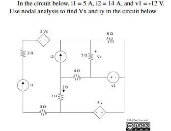 Solved Use nodal analysis to find Vx and Iy in the circuit | Chegg.com