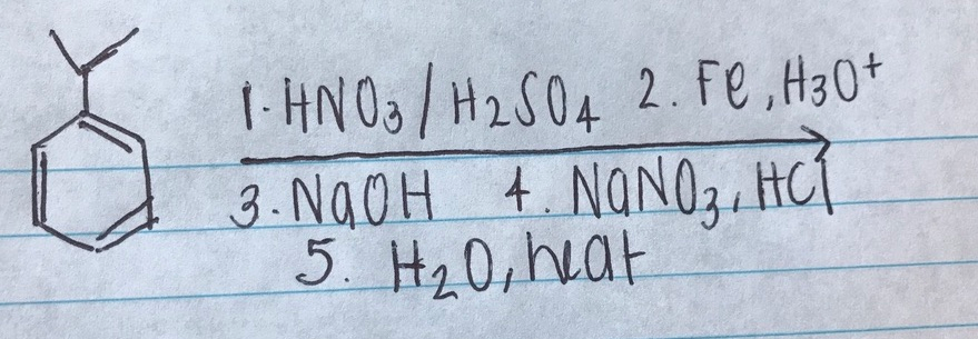 Solved i-HN03/H2S04 2. Fe,H30+ 3.NadHーーーーーーNGN03.HC) OH | Chegg.com