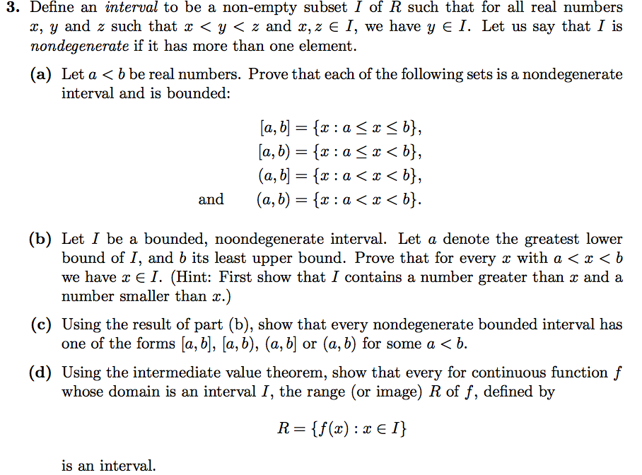 Define an interval to be a non-empty subset I of R | Chegg.com