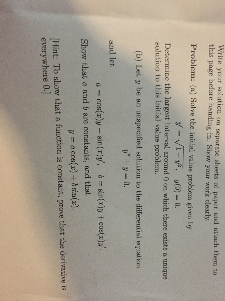 Solved Write your solution on separate sheets of paper and | Chegg.com
