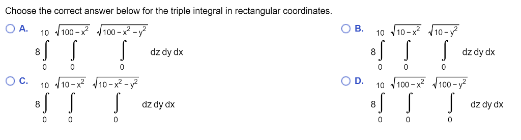 Solved Set up triple integrals for the volume of the sphere | Chegg.com