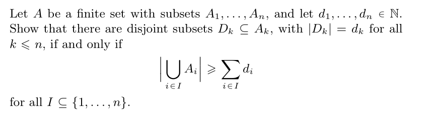 Solved Let A be a finite set with subsets A1,.. . , An, and | Chegg.com