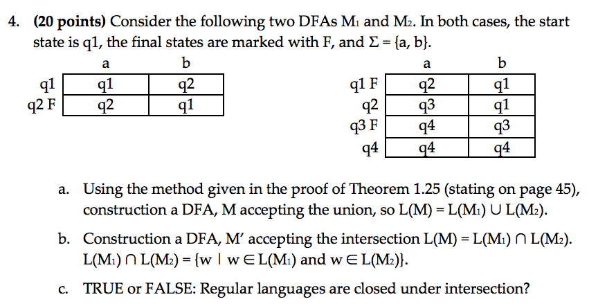 Solved Consider the following two DFAs M_1 and M_2. In both | Chegg.com