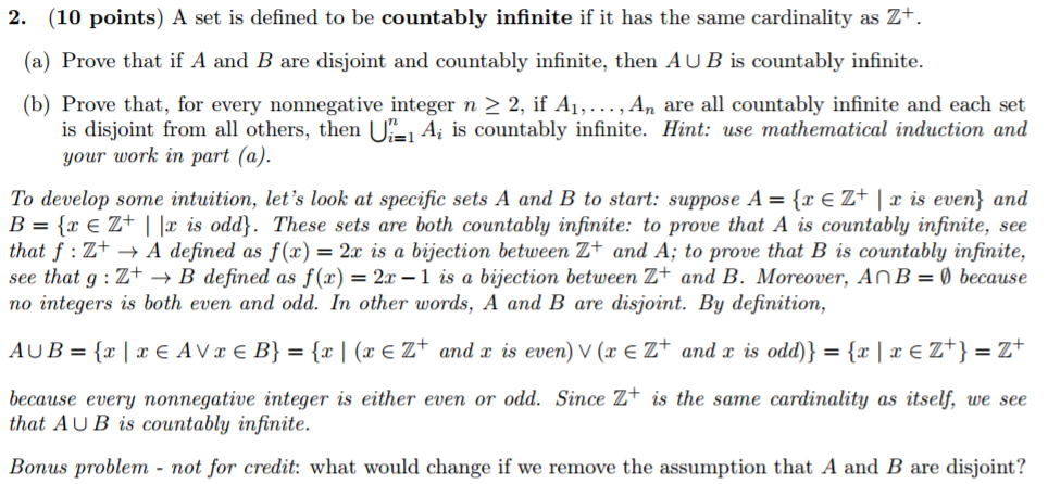 Solved A set is defined to be countably infinite if it has | Chegg.com