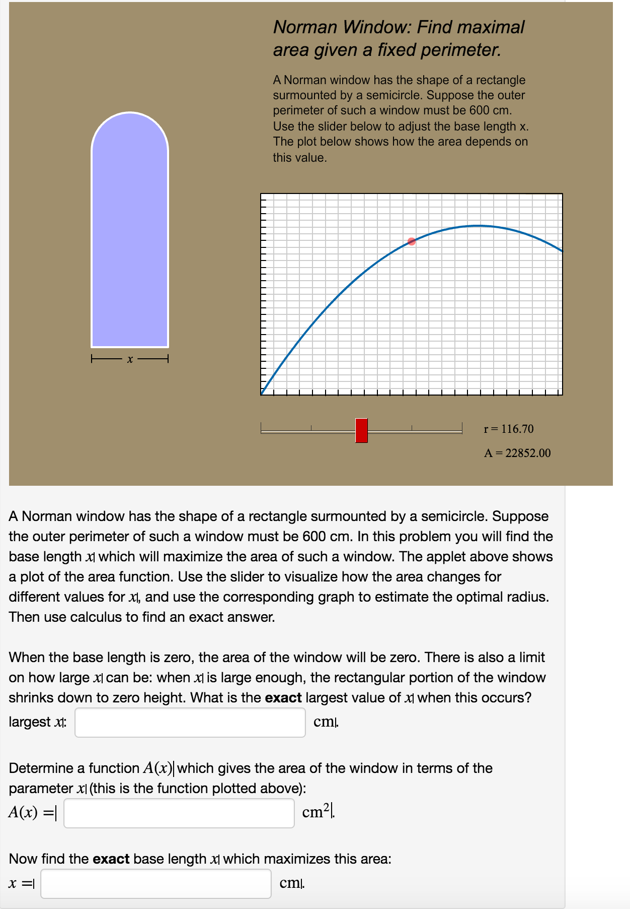 Solved A Norman window has the shape of a rectangle | Chegg.com