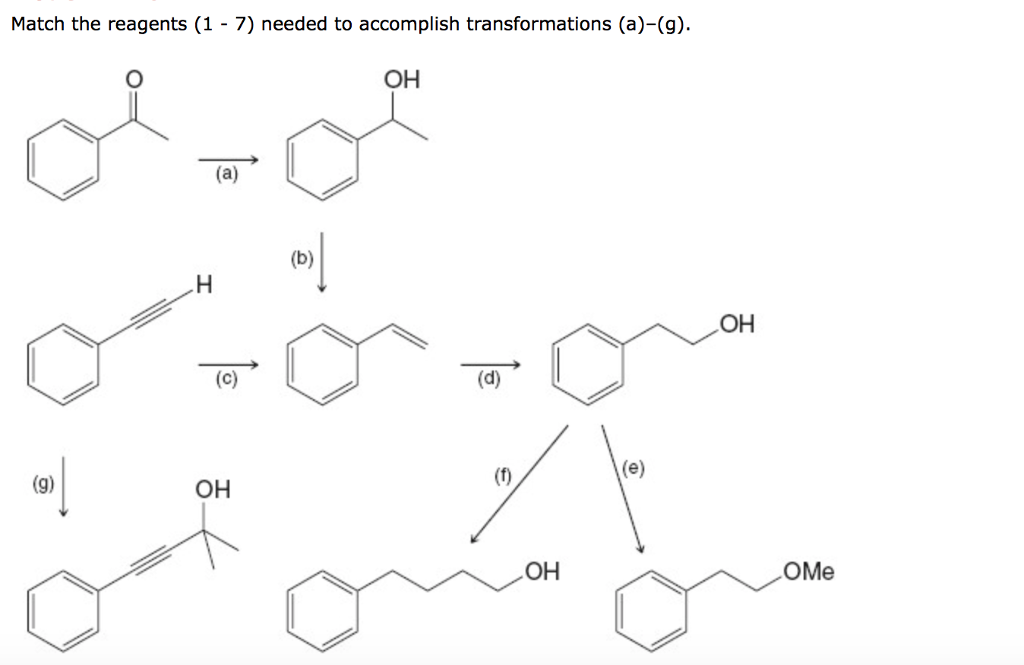 Solved Match the reagents (1 7) needed to accomplish | Chegg.com