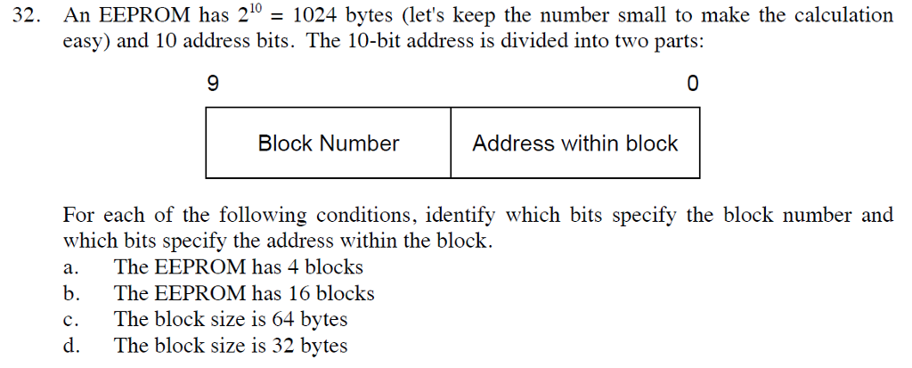 Solved 32. An EEPROM has 21024 bytes (let's keep the number | Chegg.com