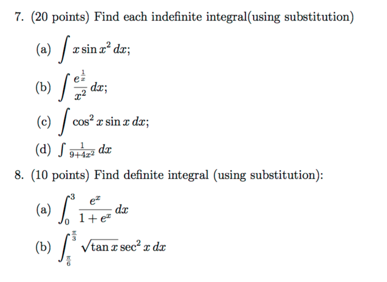 Solved Find each indefinite integral(using substitution) | Chegg.com