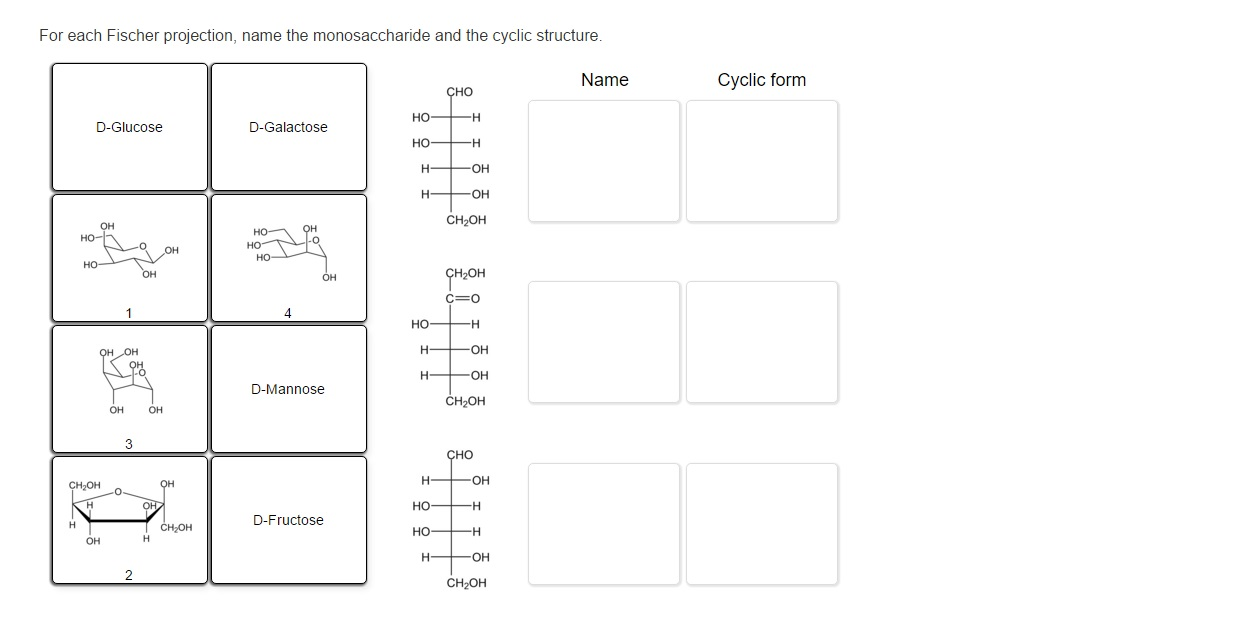 Solved For Each Fischer Projection Name The Monosaccharide