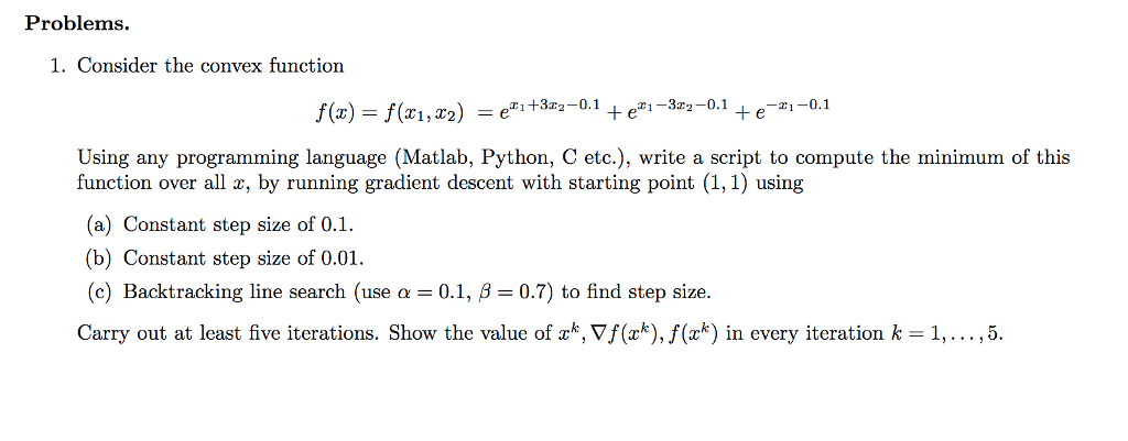 Solved Problems. 1. Consider the convex function 1 +3r2-0.1 | Chegg.com