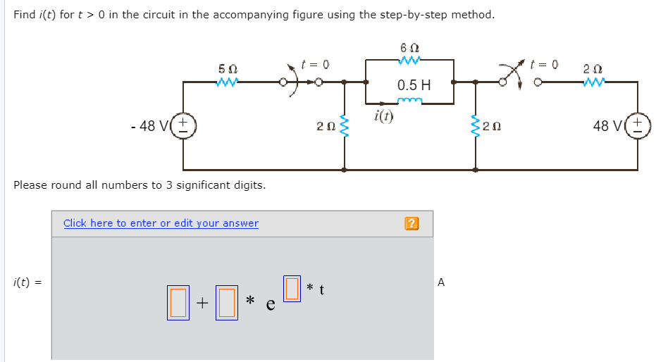 Solved Find i(t) for t>0 in the circuit in the accompanying | Chegg.com