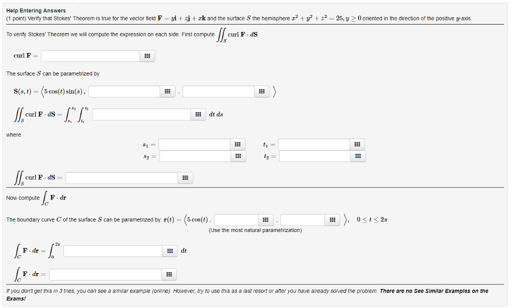 Solved Help Entering Answers 1 Point Verity That Stokes 