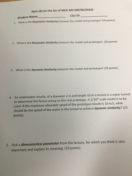 Solved What is the Geometric Similarity between the model | Chegg.com