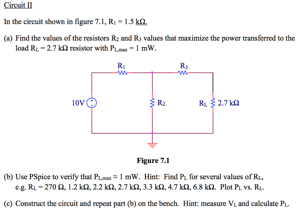 Solved In the circuit shown in figure 7.1, R_1 = 1.5 k Ohm | Chegg.com