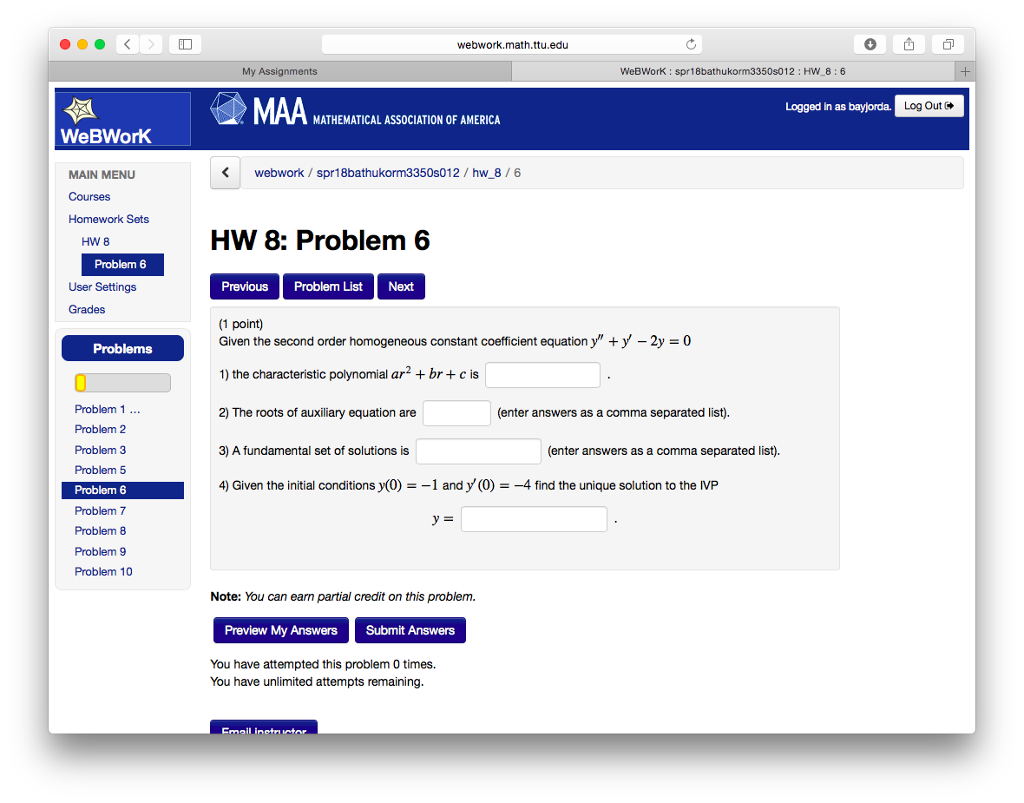 Solved webwork.math.ttu.edu WeBWorK: spr18bathukorm3350s012: | Chegg.com