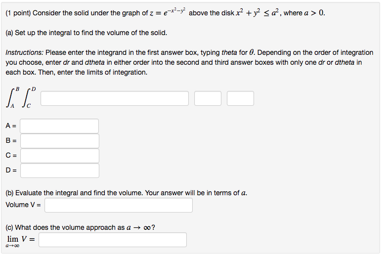 Solved (1 point) Consider the solid under the graph of | Chegg.com Solved (1 point) Consider the solid under the graph of | Chegg.com