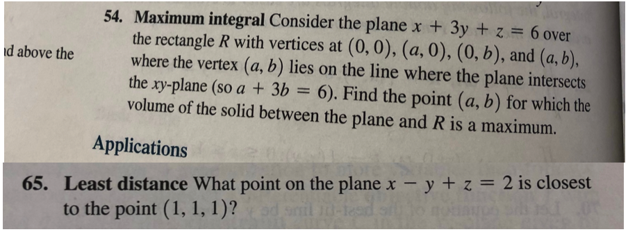 Solved 54. Maximum integral Consider the plane x + 3yz 6over | Chegg.com