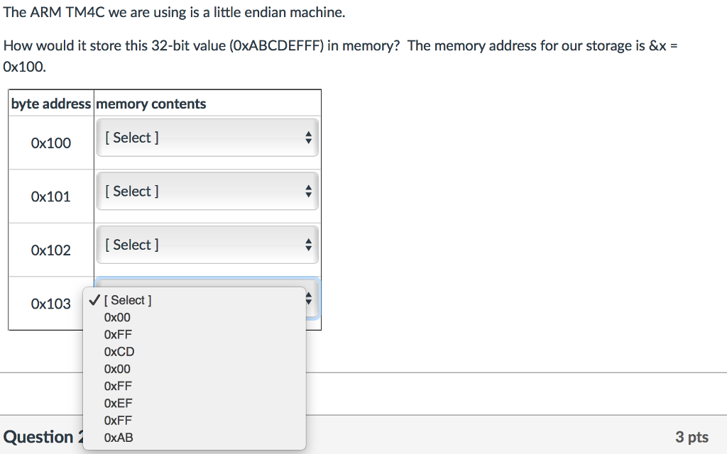Solved The ARM TM4C we are using is a little endian machine. | Chegg.com