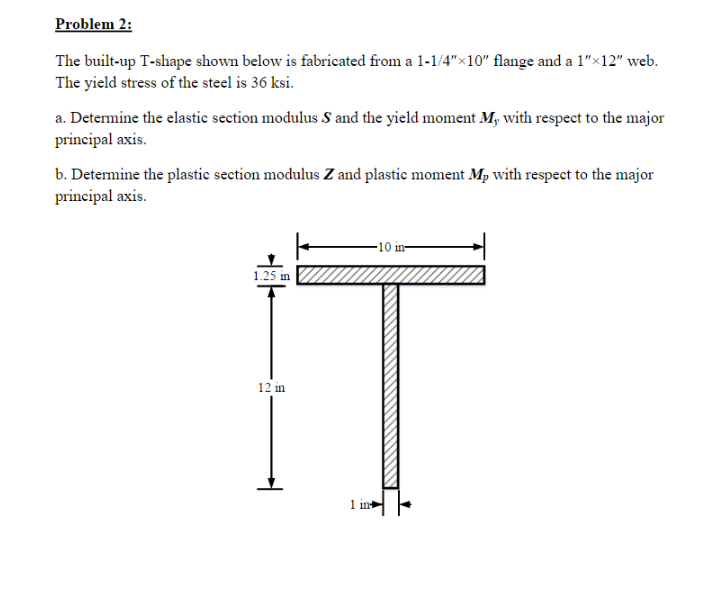 Solved Problem 2: The built-up T-shape shown below is | Chegg.com