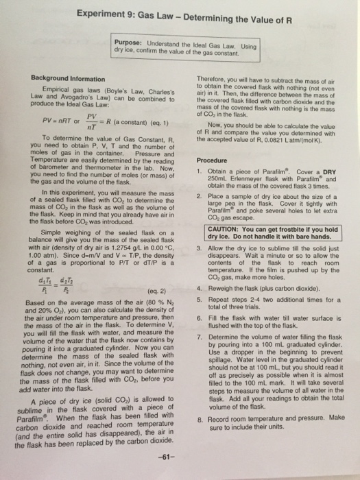 Solved Gas Law - Determining the Value of R Purpose: | Chegg.com