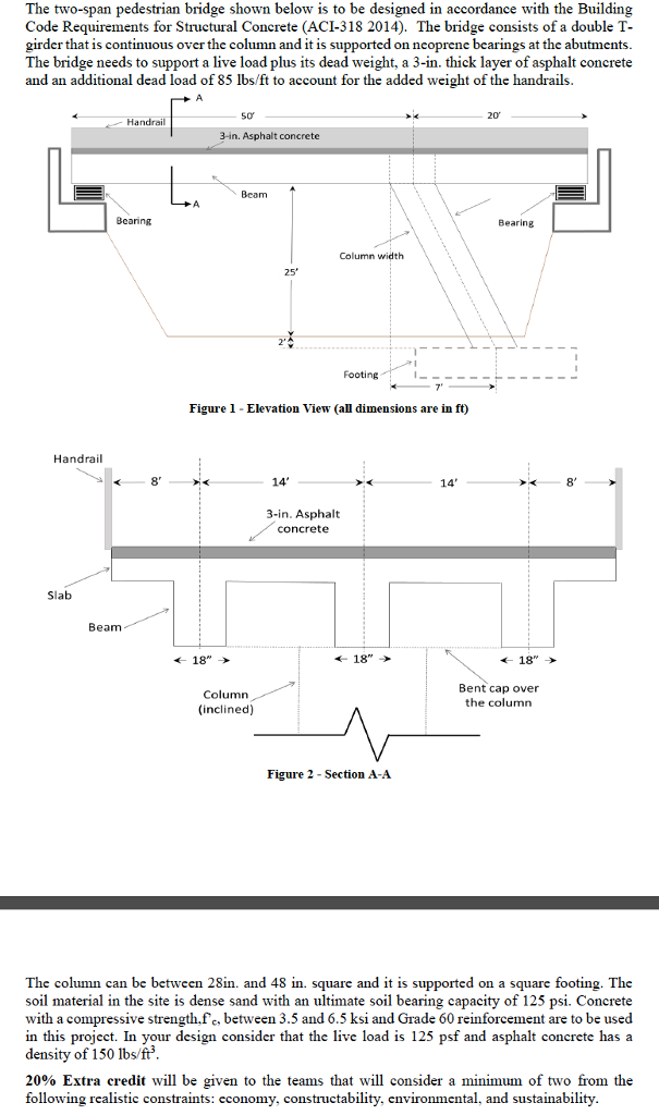 The two-span pedestrian bridge shown below is to be | Chegg.com