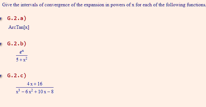 Solved G.2.a) ArcTan[x] G.2.b) E^x/(5 + x^2) G.2.c) (4 | Chegg.com