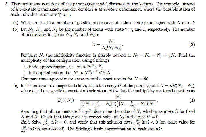 Solved There are many variations of the paramagnet model | Chegg.com