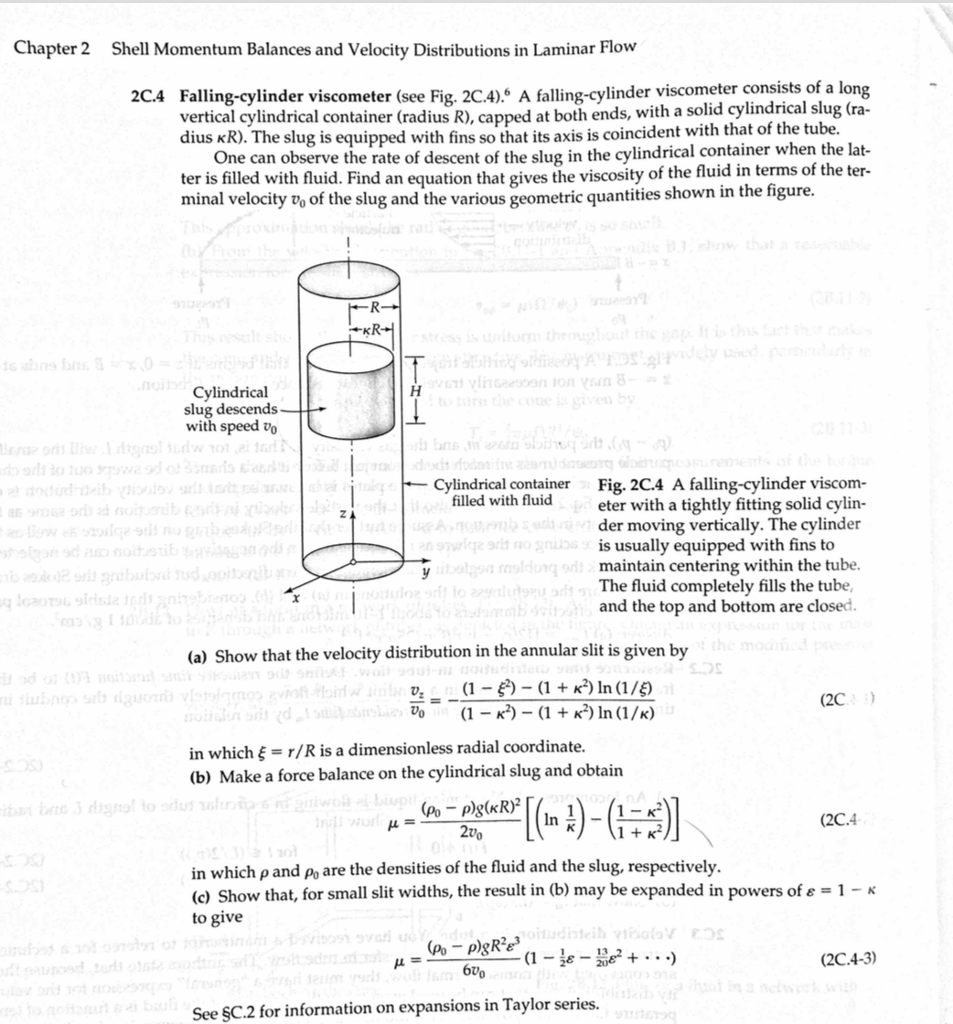 Solved Chapter 2 Shell Momentum Balances and velocity | Chegg.com