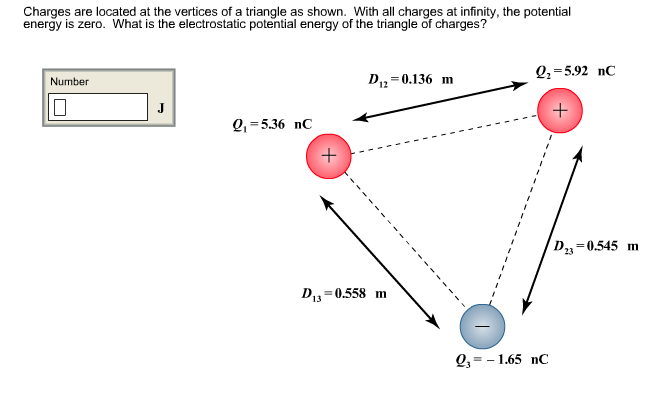 Solved Charges are located at the vertices of a triangle as | Chegg.com
