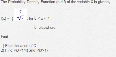 Solved The Probability Density Function (p.d.f) of the | Chegg.com