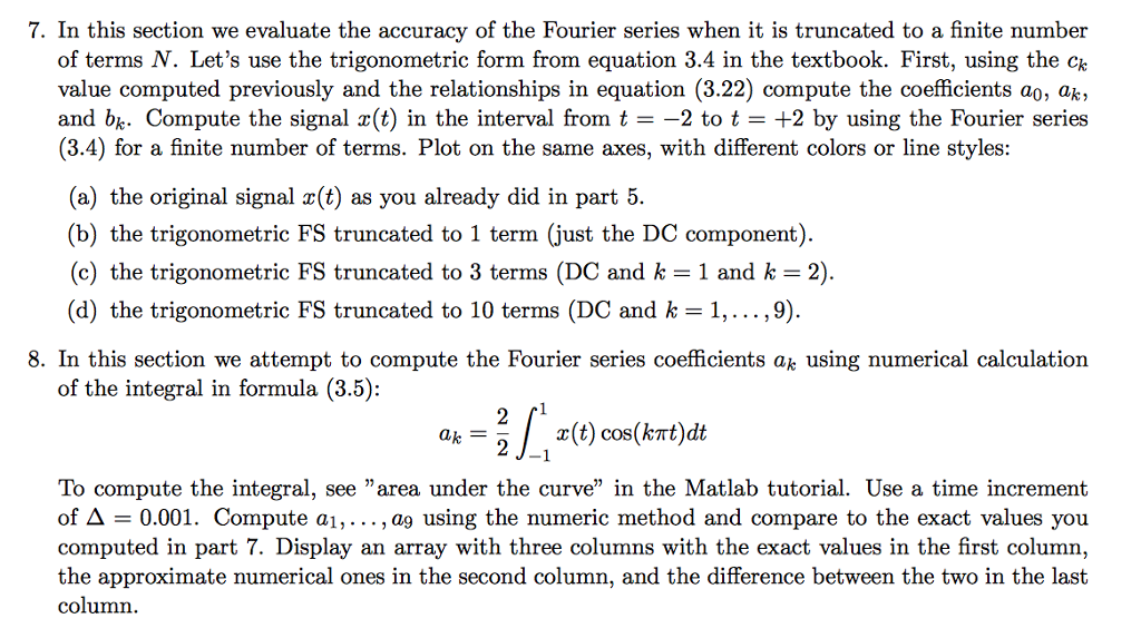 Solved Signals and Systems Matlab: Convolution and Fourier | Chegg.com
