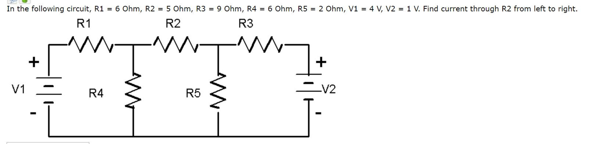 Solved In the following circuit, R1 = 6 Ohm, R2 = 5 Ohm, R3 | Chegg.com