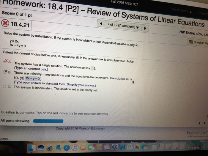 Solved Solve the system by substitution. If the system is | Chegg.com