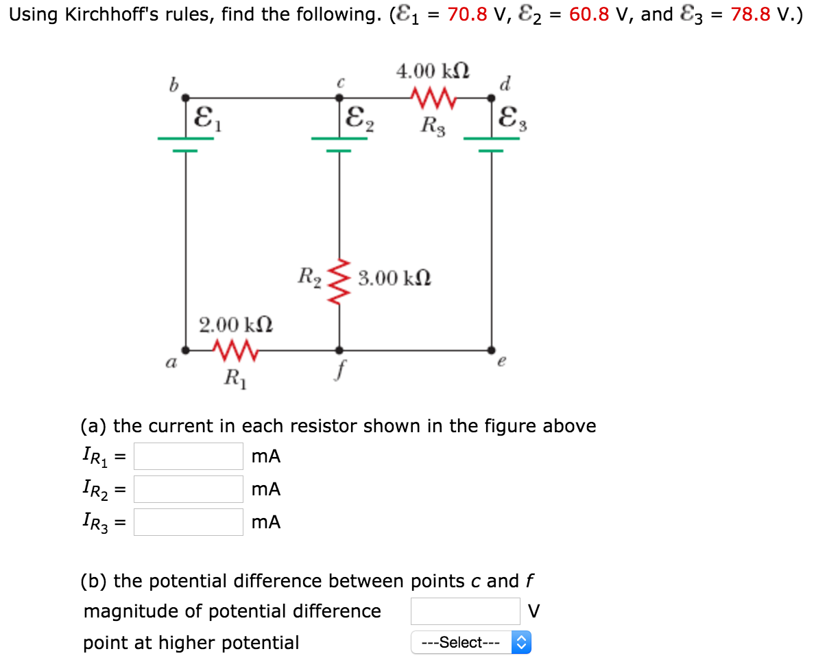 Solved Using Kirchhoff's rules, find the following. | Chegg.com