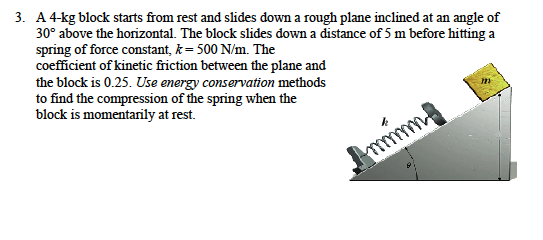 Solved A 4-kg block starts from rest and slides down a rough | Chegg.com