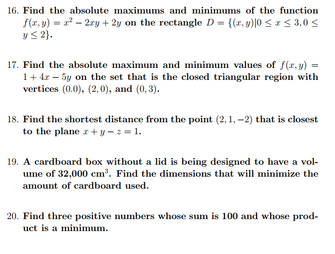 Solved Find the absolute maximums and minimums of the | Chegg.com