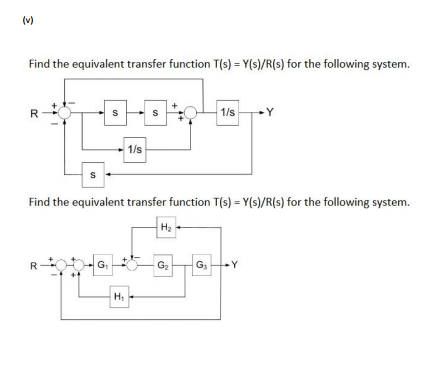 Solved Find the equivalent transfer function T(s) = | Chegg.com