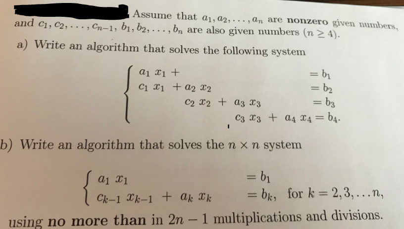 Solved Assume that a1, a2,. . , an are nonzero given numbers | Chegg.com