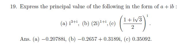 Solved Express the principal value of the following in the | Chegg.com