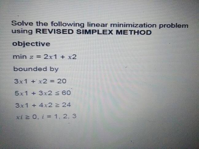Solved Solve the following linear minimization problem using | Chegg.com