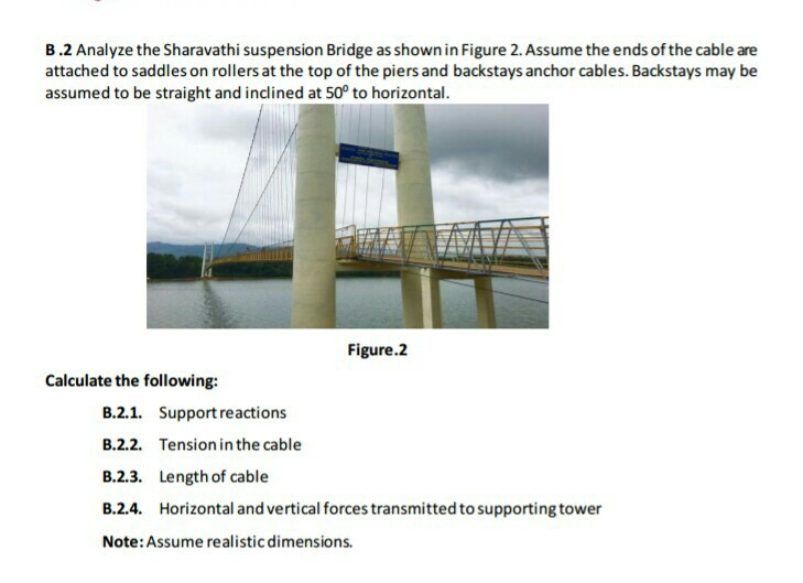 Solved B.2 Analyze the Sharavathi suspension Bridge as shown | Chegg.com