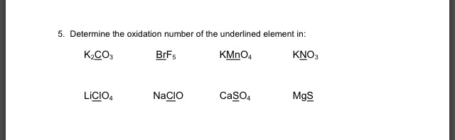 Solved Determine the oxidation number of the underlined | Chegg.com