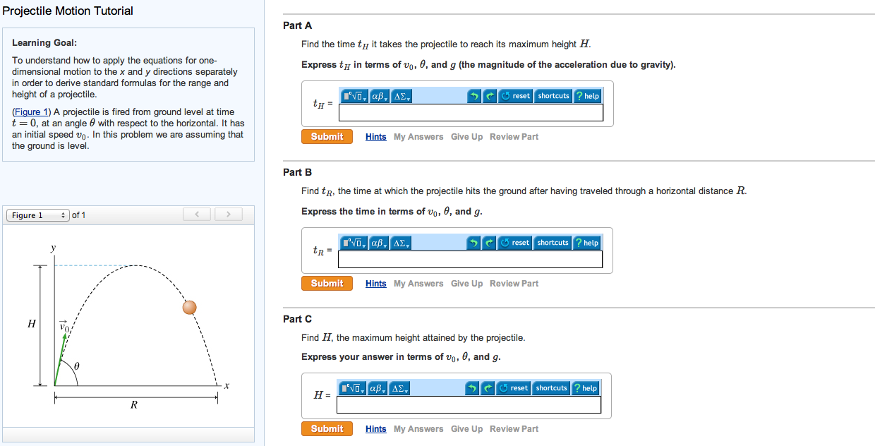 Solved Projectile Motion Tutorial Learning Goal: To | Chegg.com