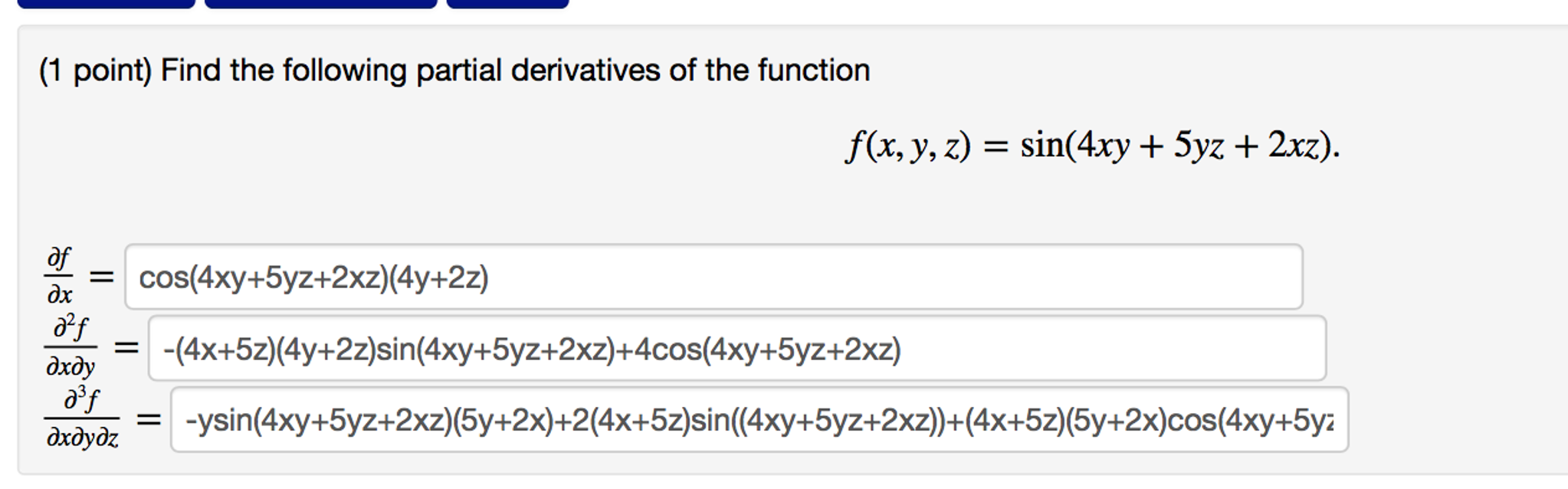Solved Find the following partial derivatives of the | Chegg.com