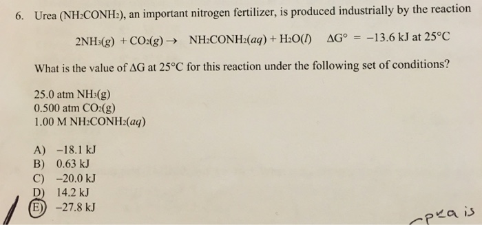 Solved What is the value of Delta G at 25 C for this | Chegg.com