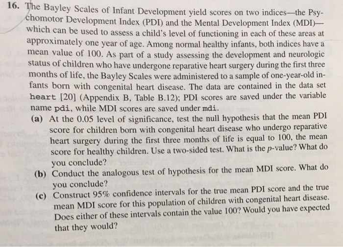 Solved The Bayley Scales of Infant Development yield scores | Chegg.com