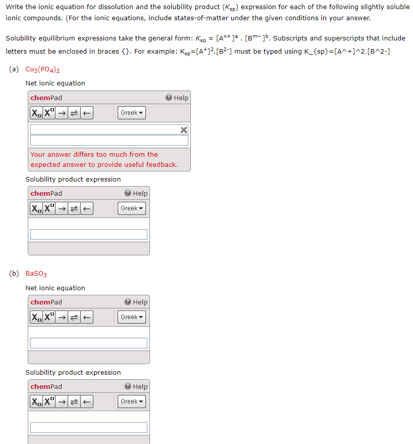 Solved Write the ionic equation for dissolution and the | Chegg.com