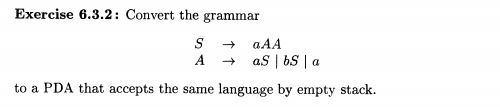 Solved Exercise 6.3.2: Convert the grammar to a PDA that | Chegg.com